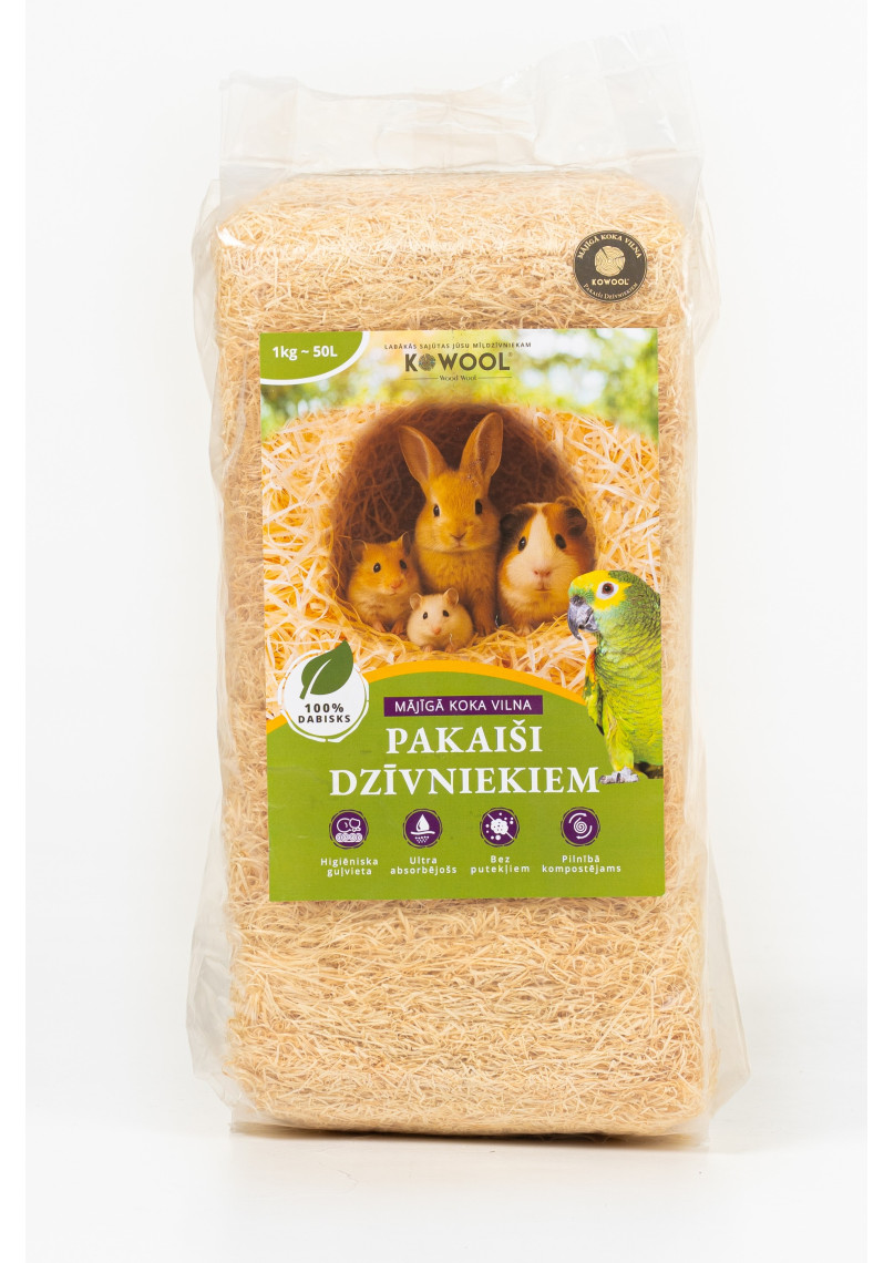 Cozy Wood Wool Pet Bedding 1kg 50l | KOWOOL